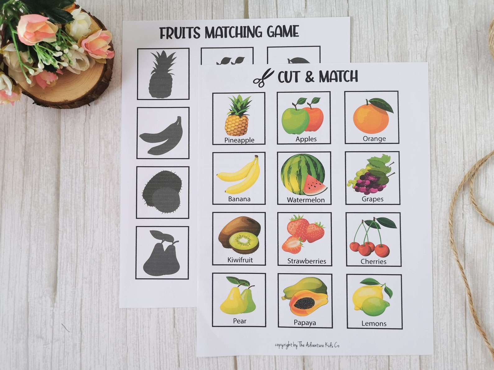 Preschool Fruit Matching Game Printable, Fruit Learning Printable ...