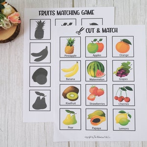 Preschool Fruit Matching Game Printable, Fruit Learning Printable ...
