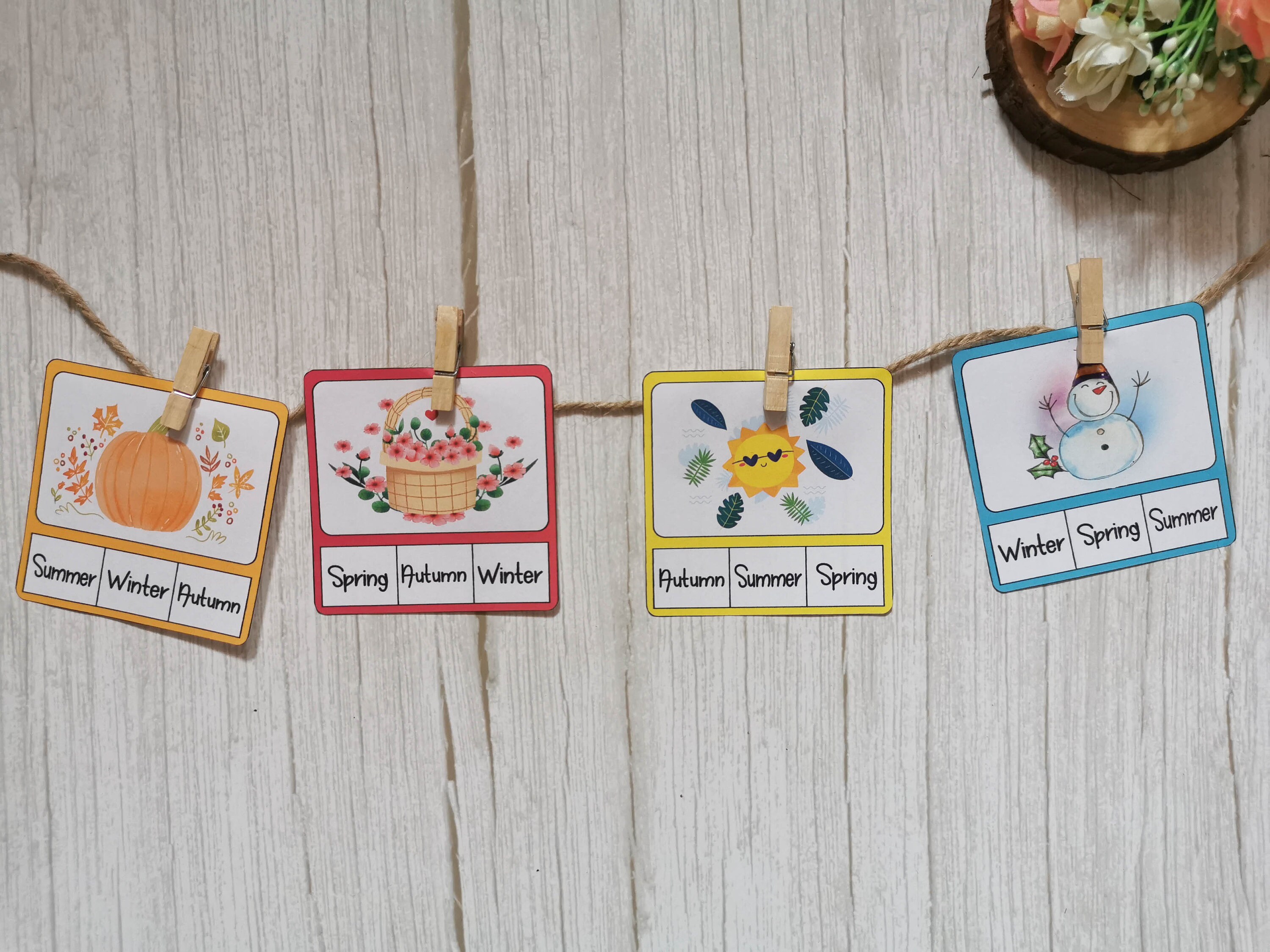 Four Seasons Learning Clip Cards, Seasons Printable, Spring Summer Fall ...