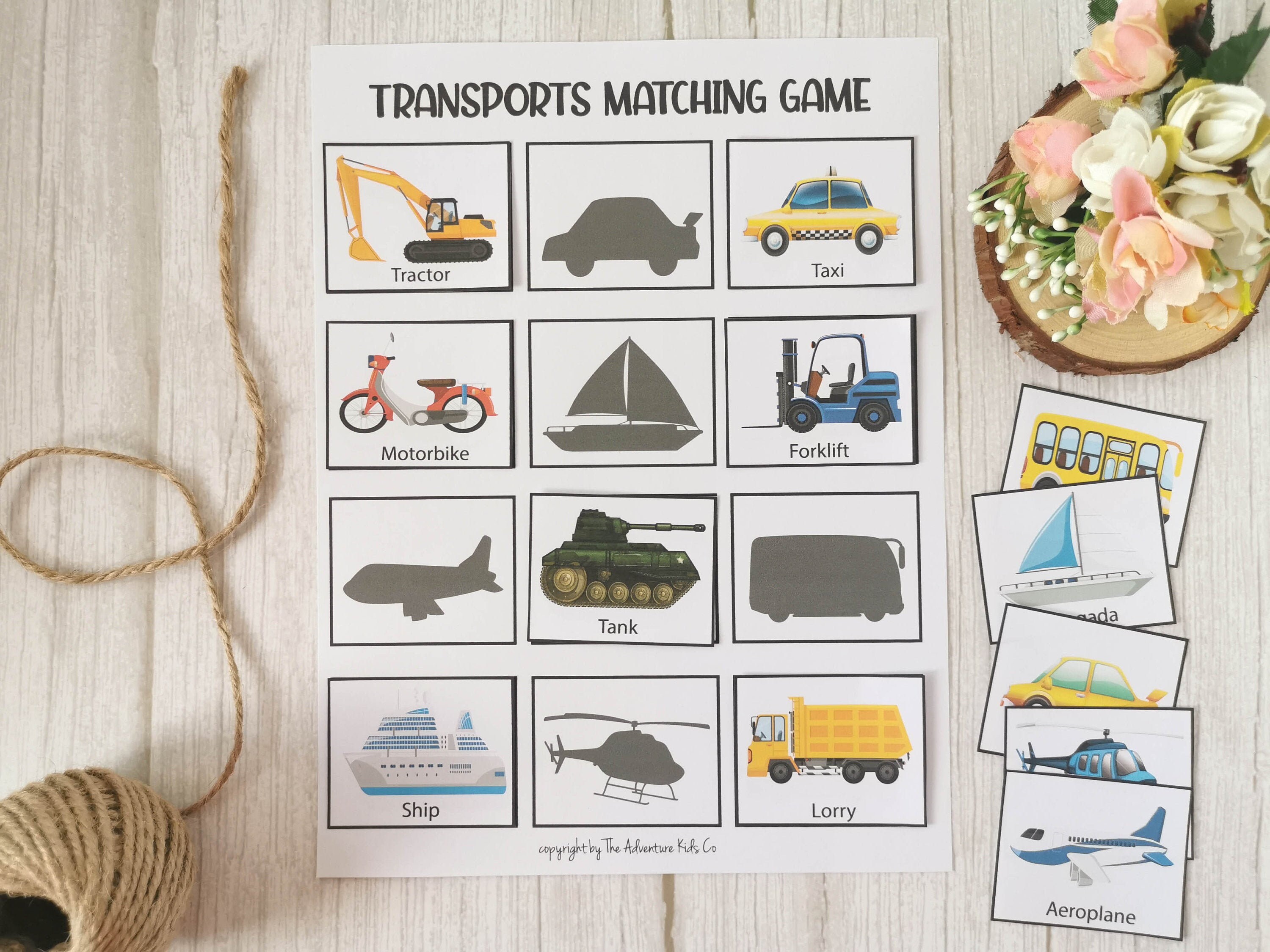Preschool Printable Activity, Preschool Transports Matching Game ...