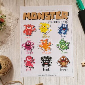 Monster Colour Matching Printables Worksheet, Colour Matching Game ...