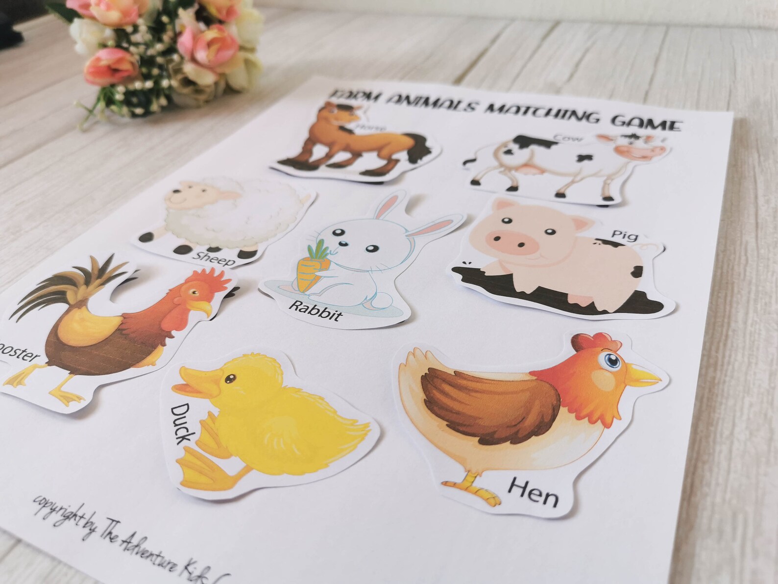 Preschool Farm Animals Matching Game Printable, Match the Farm Animals ...