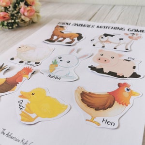 Preschool Farm Animals Matching Game Printable, Match the Farm Animals ...