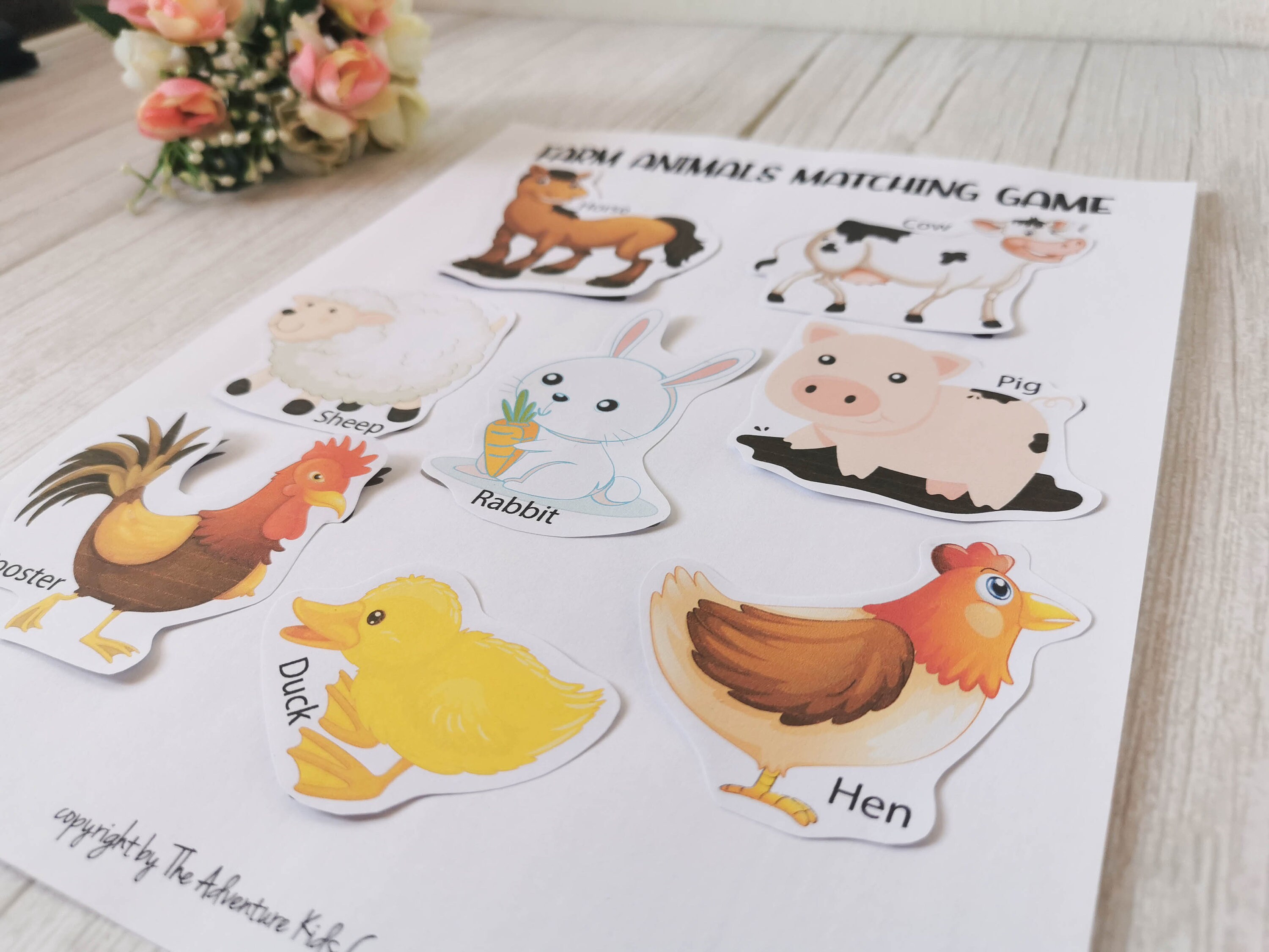 Preschool Farm Animals Matching Game Printable, Match the Farm Animals ...