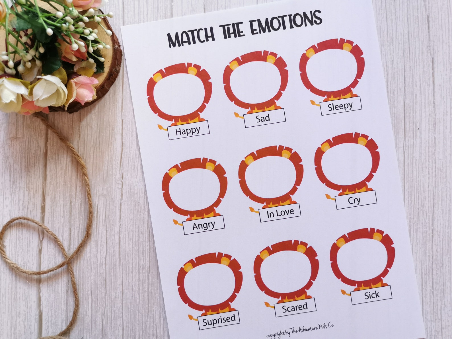 Preschool Lion Match the Emotions Printables, Matching Game Printable ...