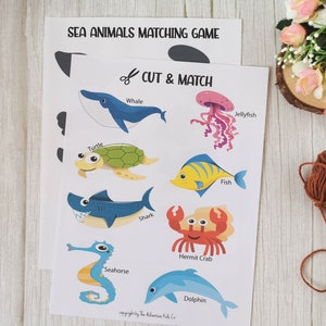 Preschool Sea Animals Matching Game Printable, Ocean Animals Learning ...
