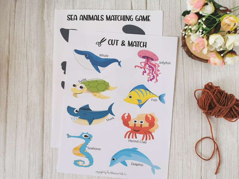 Preschool Sea Animals Matching Game Printable, Ocean Animals Learning ...