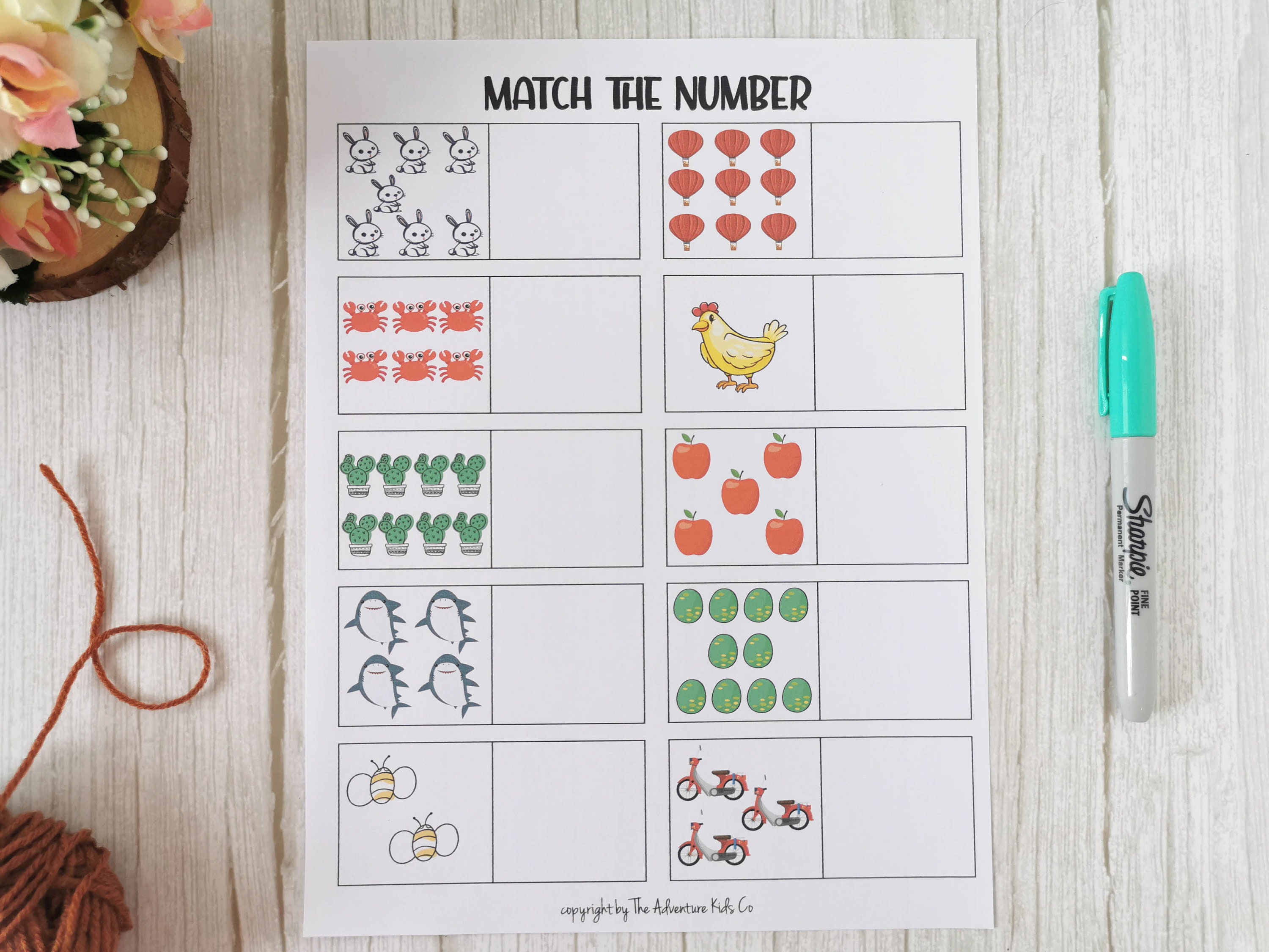 Preschool Number Counting Printable Activity, Number Matching Printable ...