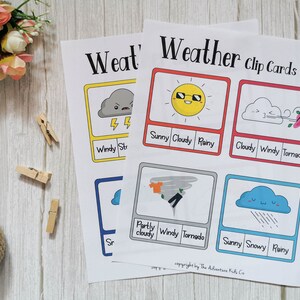 Weather Printable Clip Cards, Printable Weather Card, Weather Learning ...