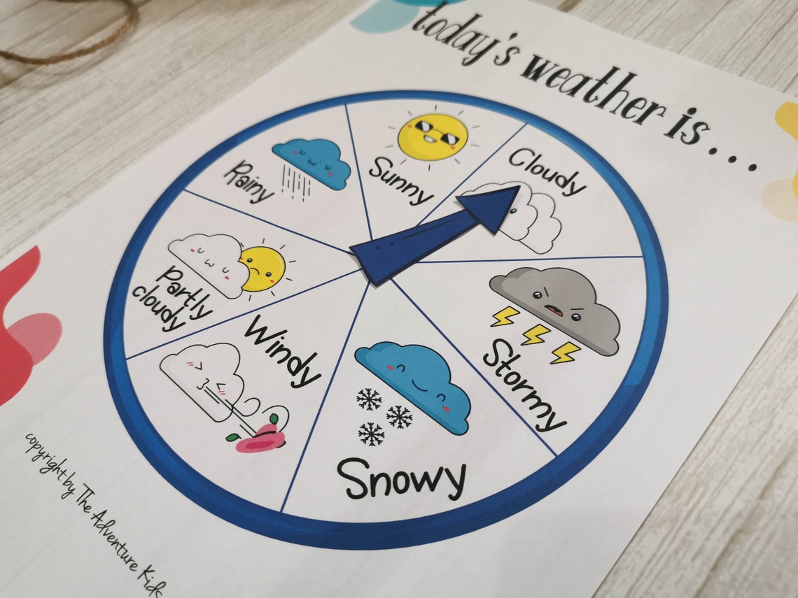 Weather Wheel Printable, Weather Learning Printable, Preschool Weather ...
