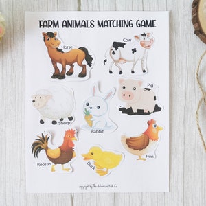 Preschool Farm Animals Matching Game Printable, Match the Farm Animals ...