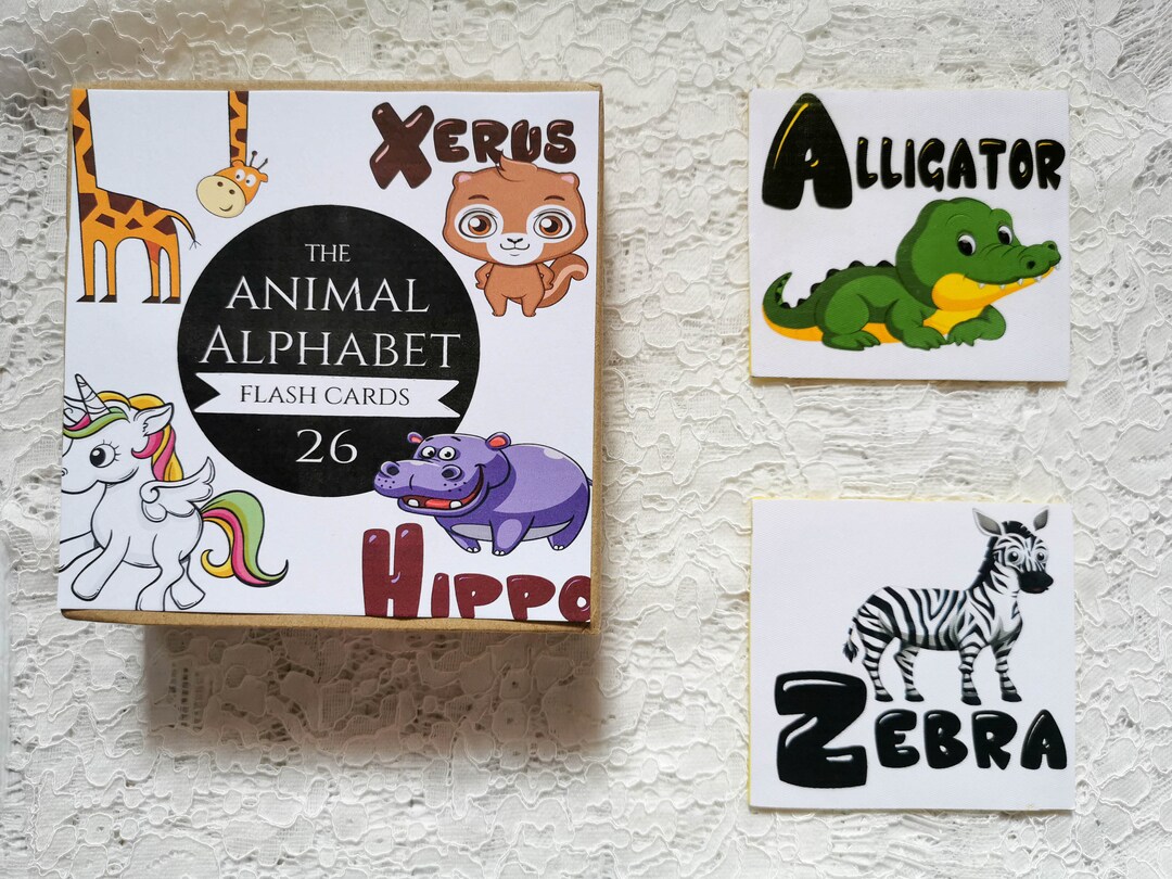 Animal Alphabet Printable Flash Cards, ABC Flash Printable Cards ...