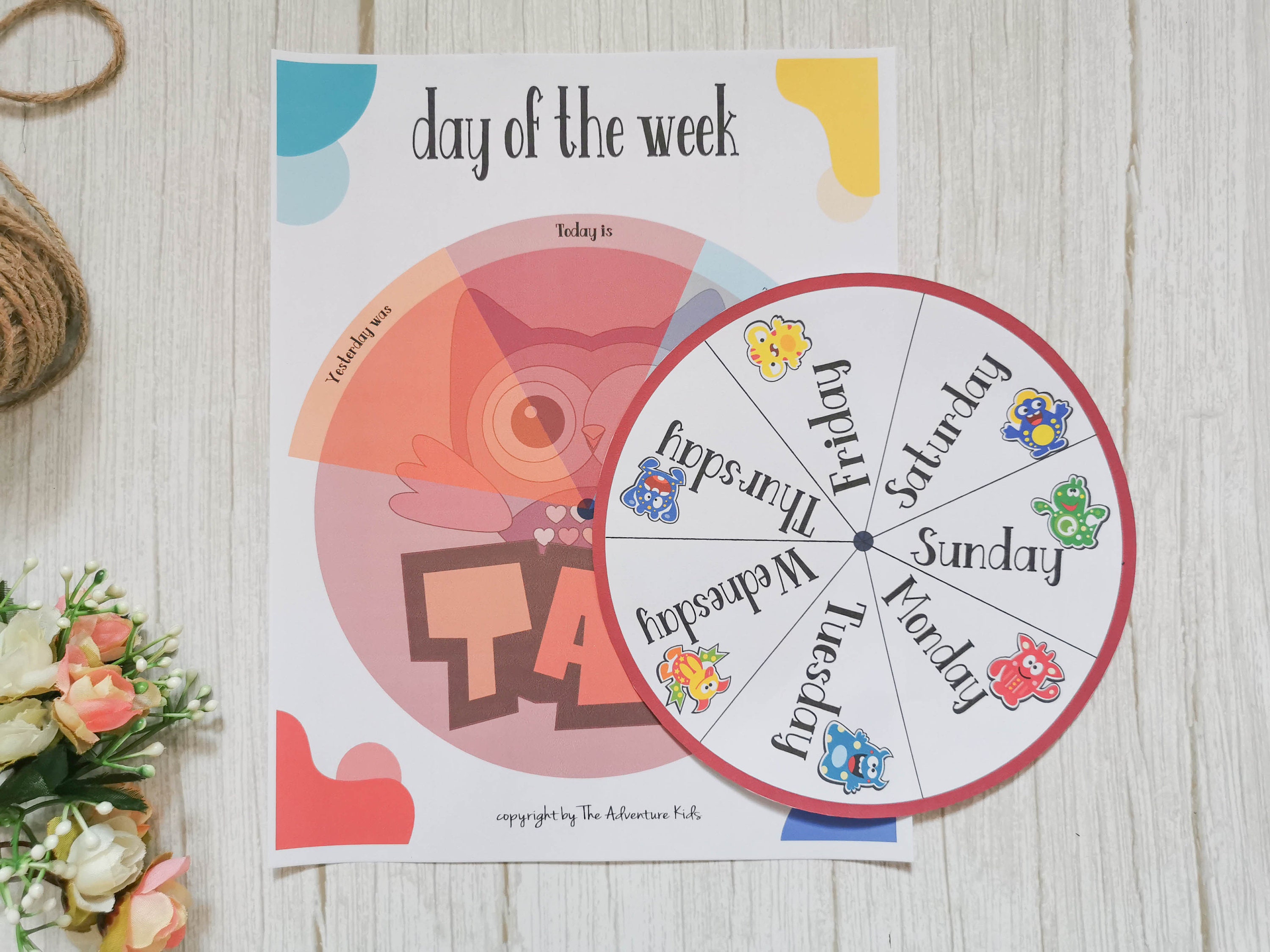 Days of the Week Printables Wheel, Circle Time, Today is Day of the ...