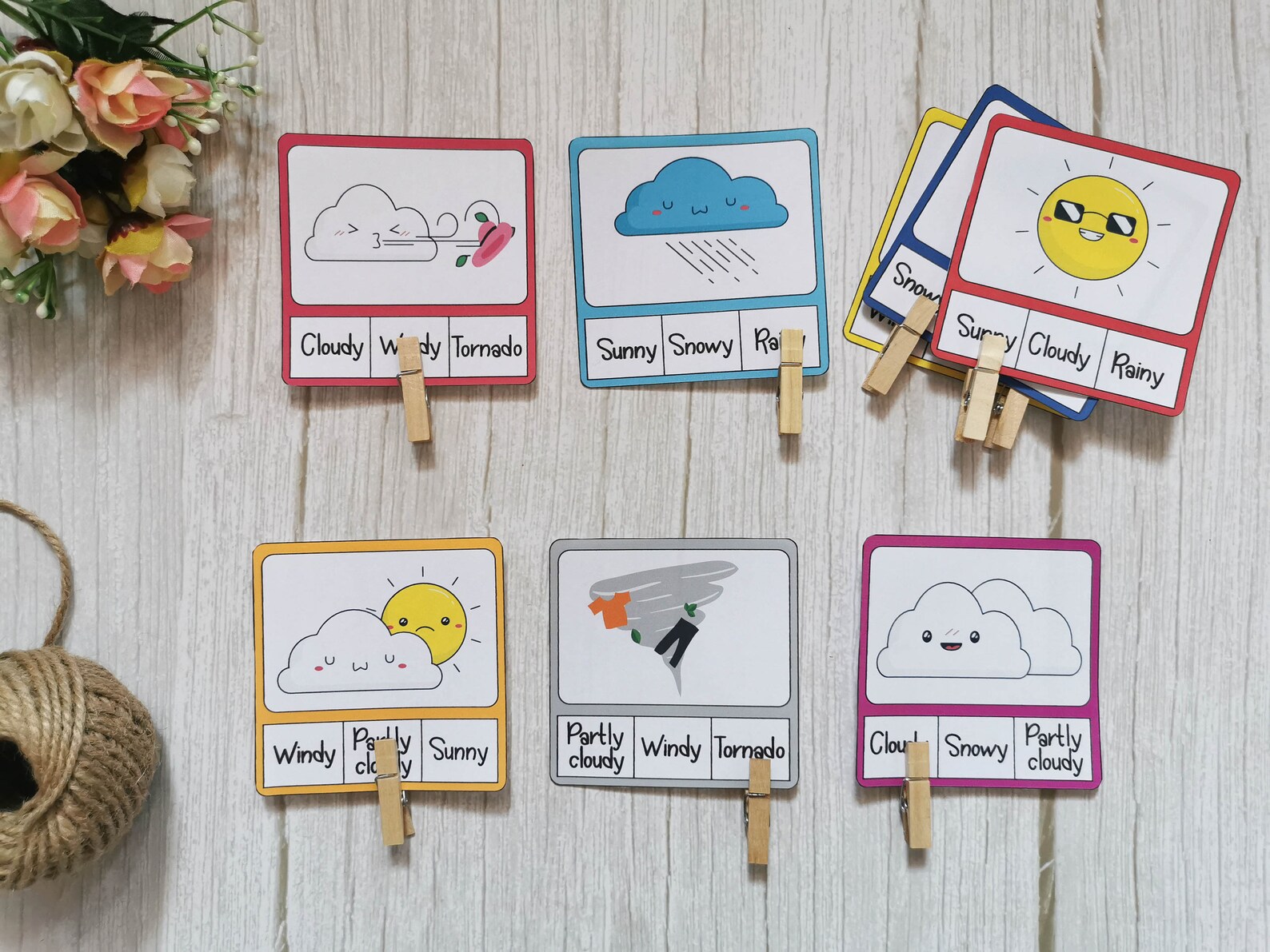 Weather Printable Clip Cards Printable Weather Card Weather | Etsy