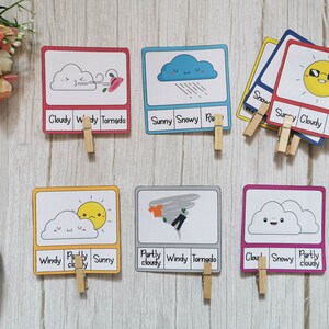 Weather Printable Clip Cards, Printable Weather Card, Weather Learning ...