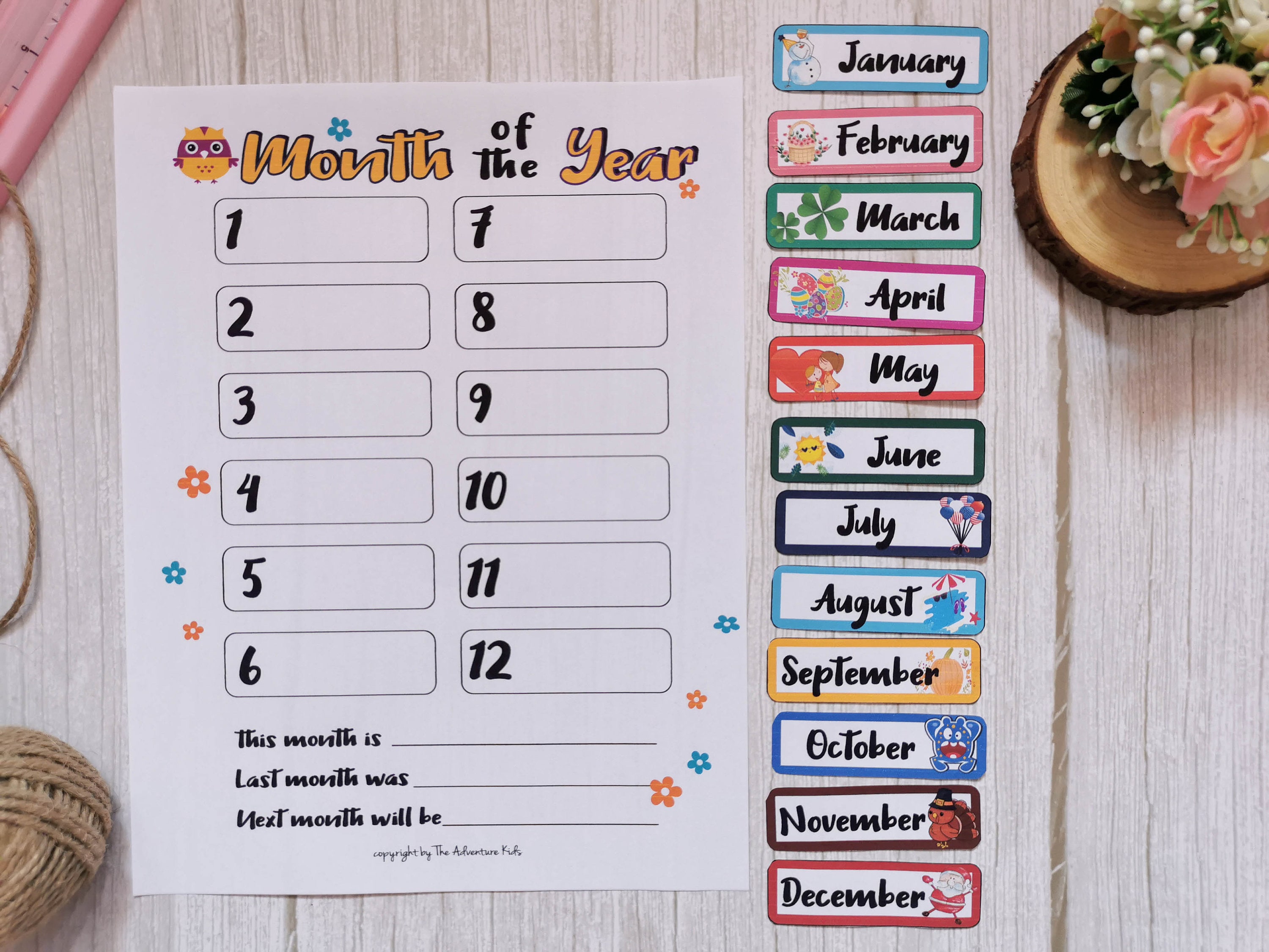 Preschool Month of the Year Printable, Preschool Calendar, Preschool ...