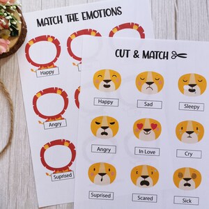 Preschool Lion Match the Emotions Printables, Matching Game Printable ...
