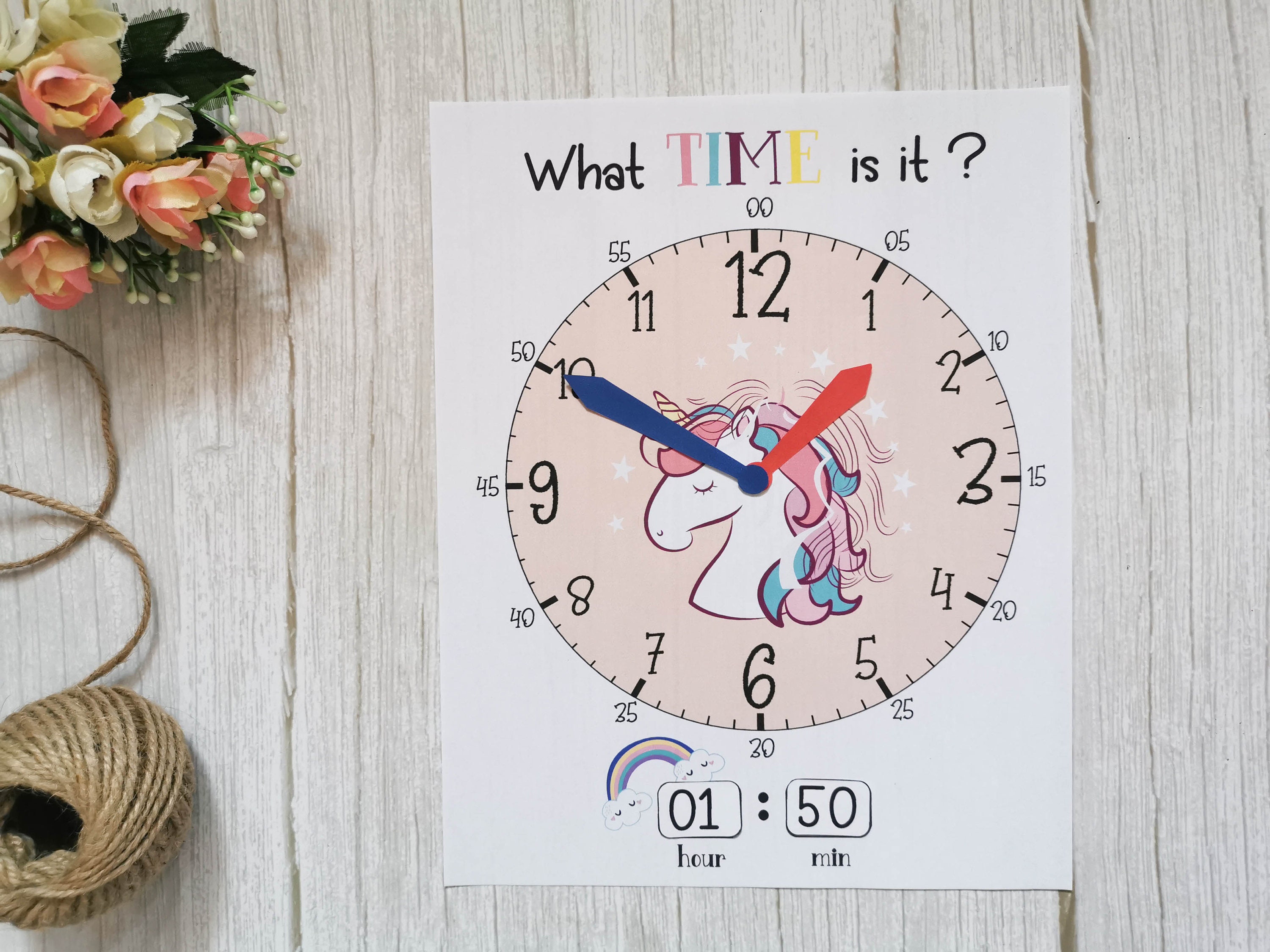 Printable Clock for Preschool, Telling the Time, Clock Learning ...