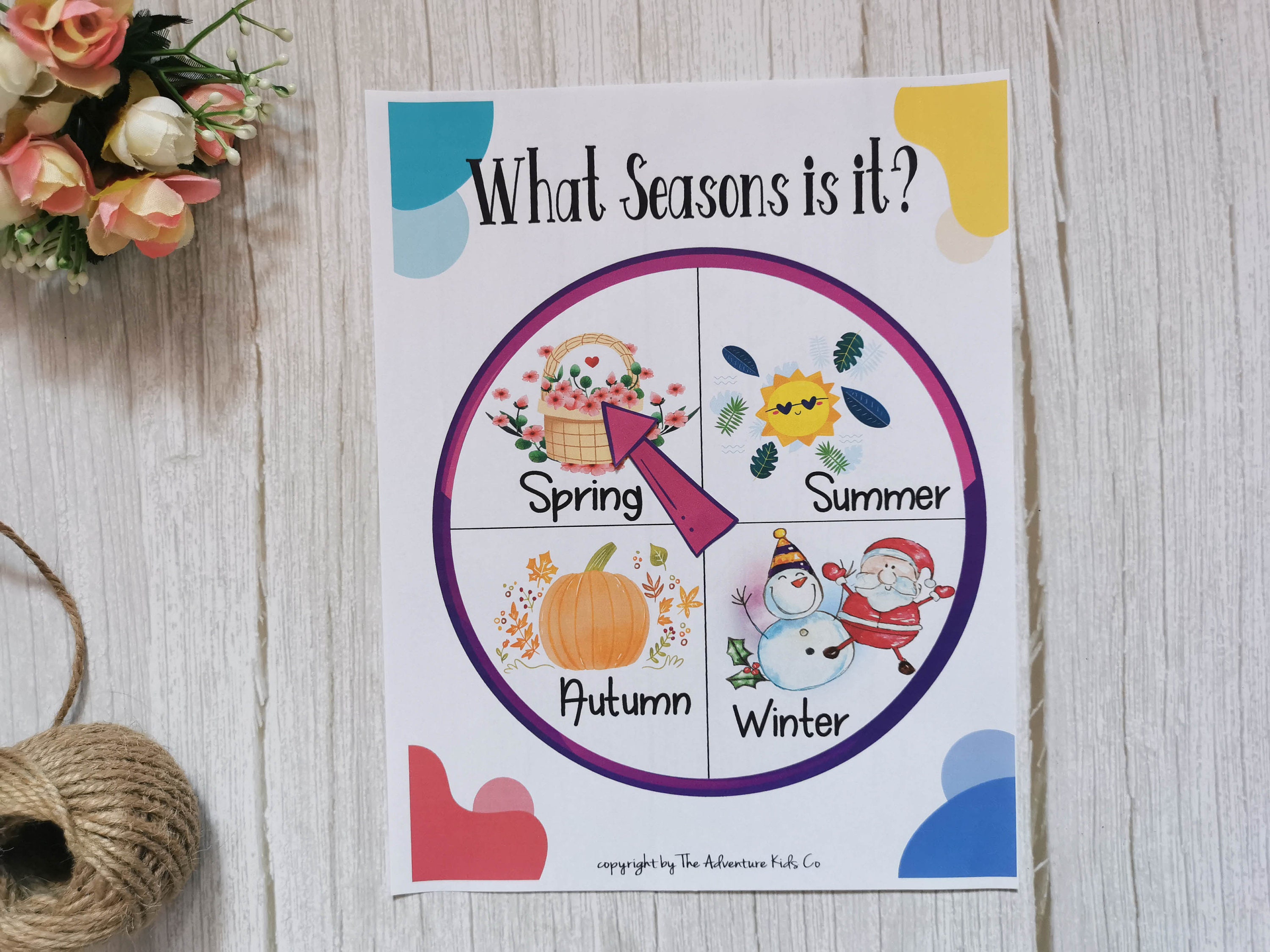 Preschool Season Wheel Printable, Season Learning Wheel, Season Spinner ...
