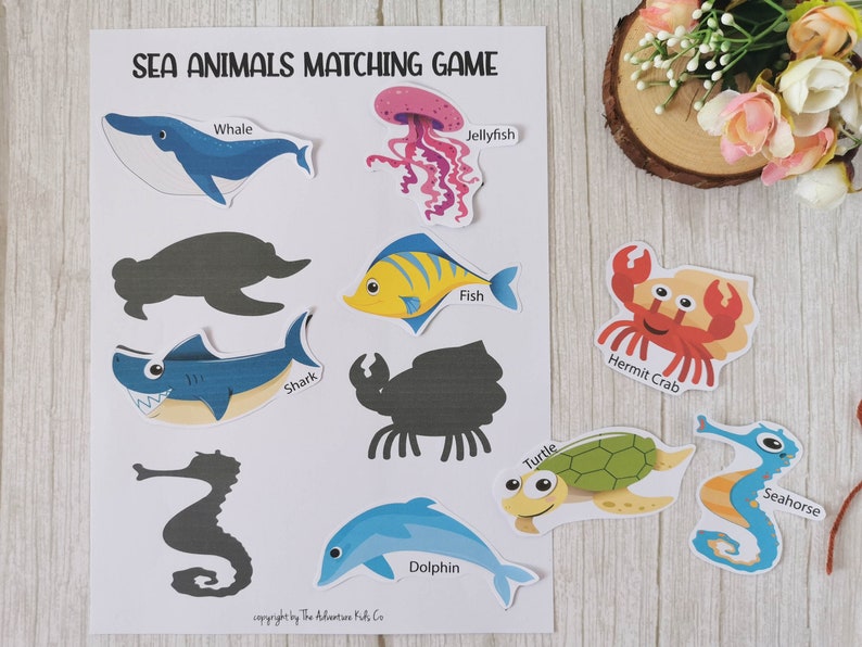 Preschool Sea Animals Matching Game Printable, Ocean Animals Learning ...