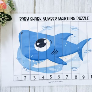 Baby Shark Number Sequence Puzzle, Preschool Number Puzzle Printable ...