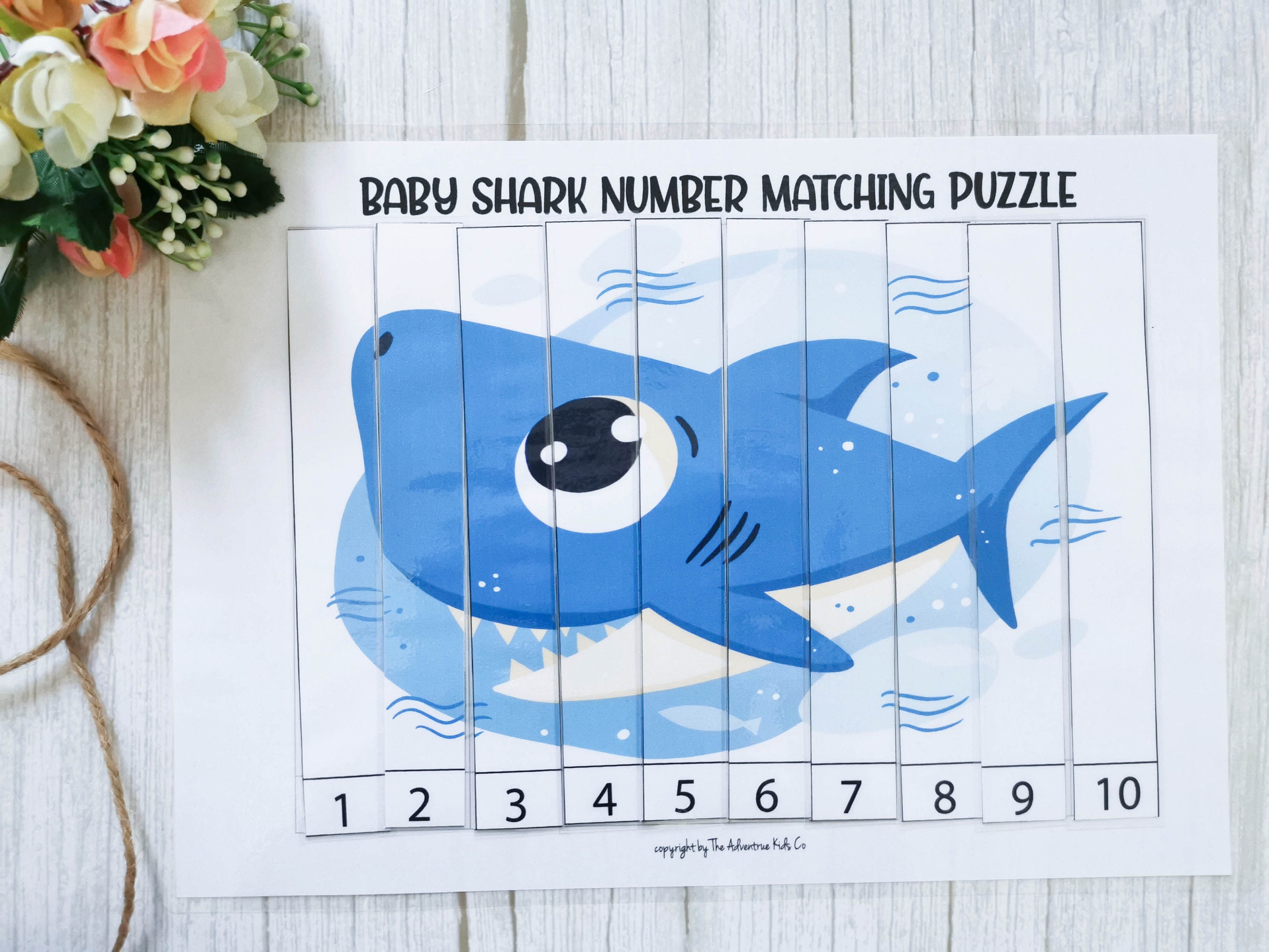 Baby Shark Number Sequence Puzzle, Preschool Number Puzzle Printable ...