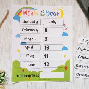 Months of the Year Printables Worksheet, Kids Calendar, Learning Months ...