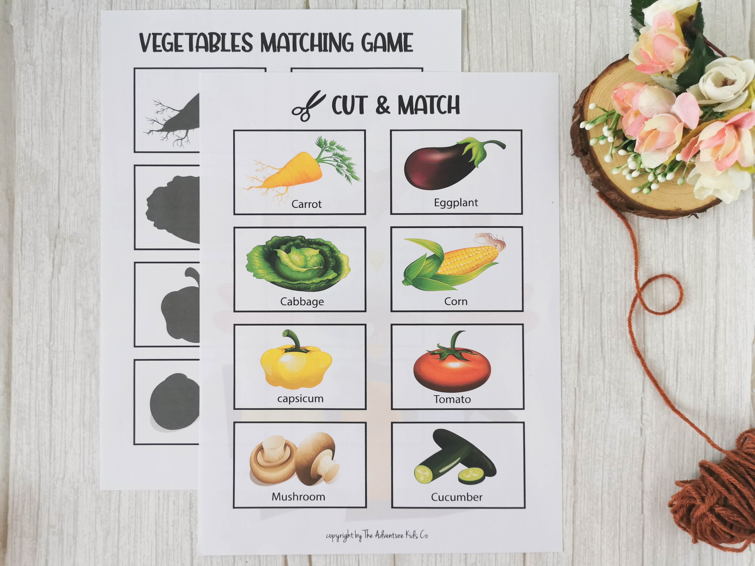 Vegetables Matching Game Printable, Match the Vegetables Game ...