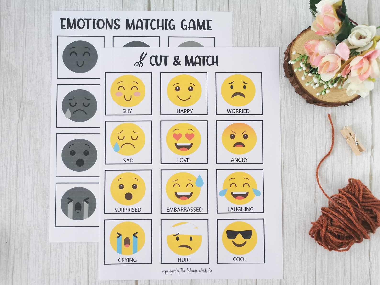 Preschool Emotions Matching Game Printable, Match the Emotions ...