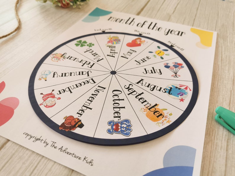 Preschool Months of the Year Printable Wheel, Preschool Calendar, Kids ...