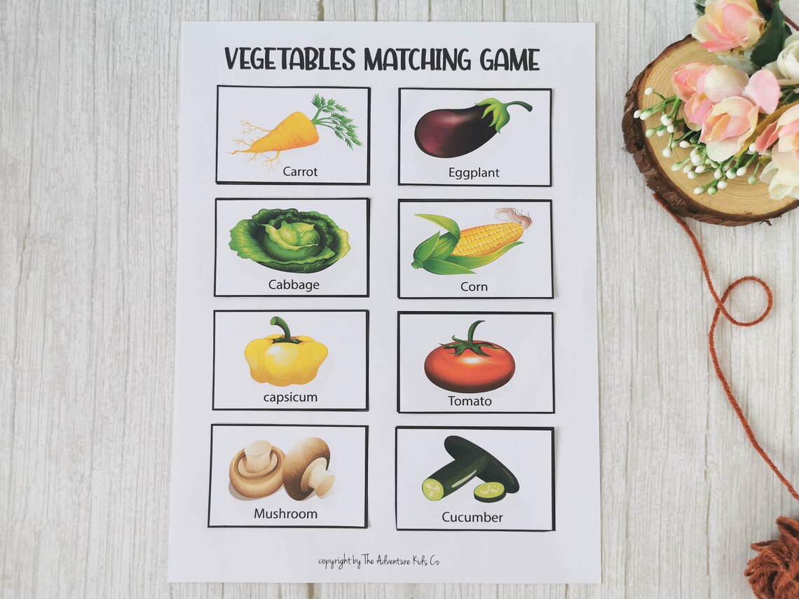 Vegetables Matching Game Printable, Match the Vegetables Game ...