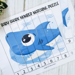 Baby Shark Number Sequence Puzzle, Preschool Number Puzzle Printable ...