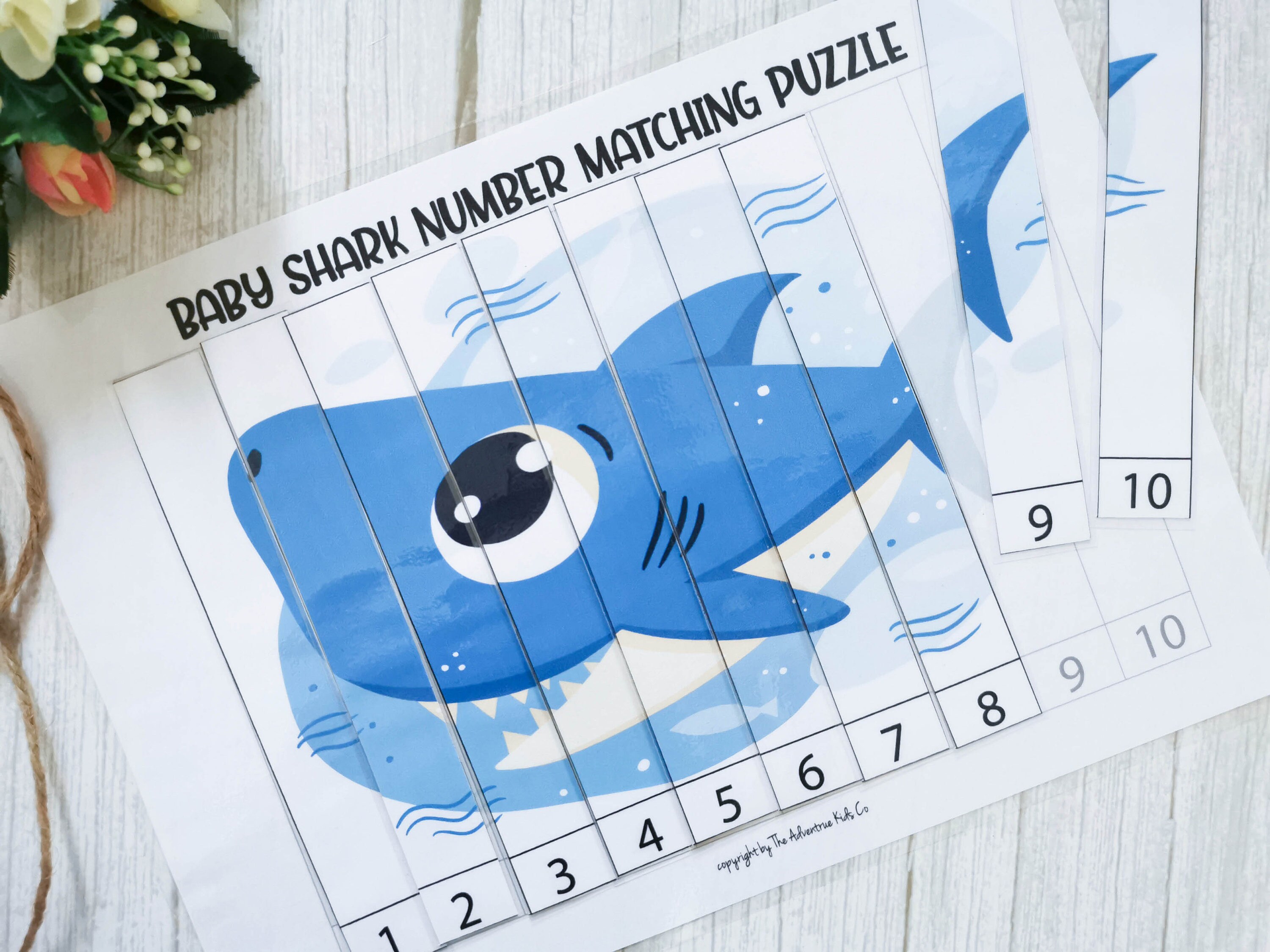 Baby Shark Number Sequence Puzzle, Preschool Number Puzzle Printable ...