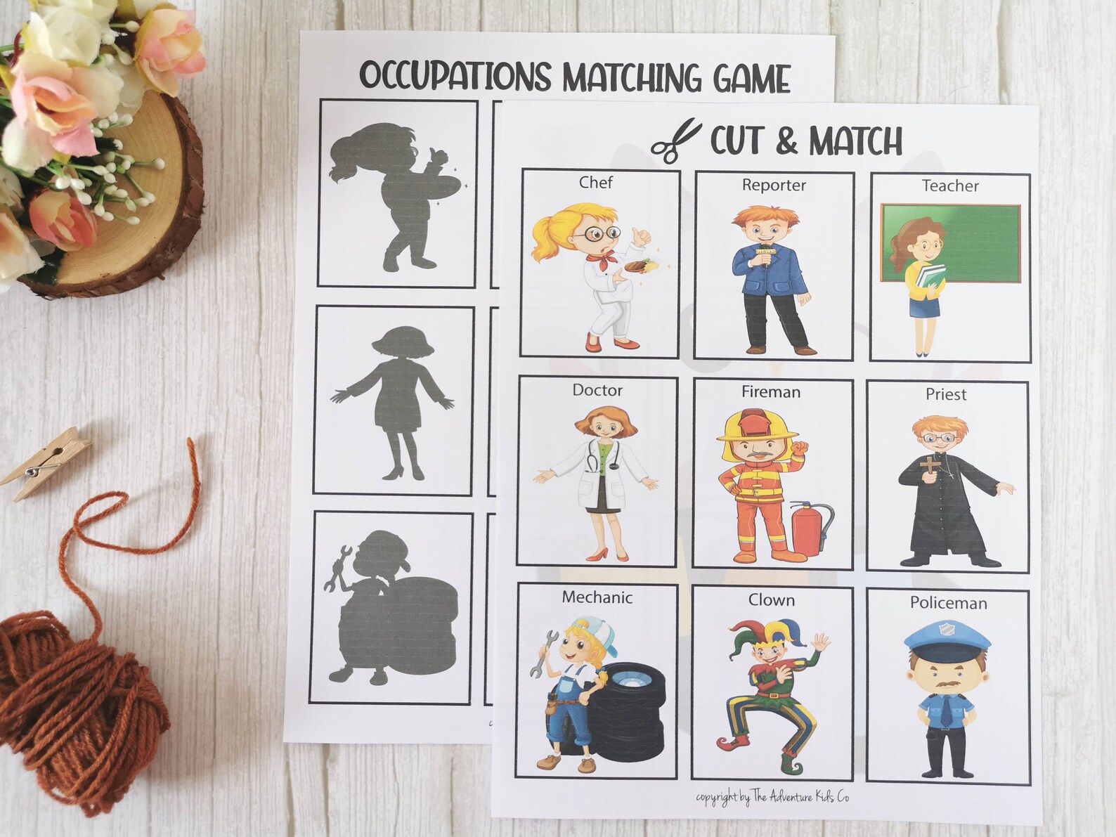 Preschool Career Matching Game Printable, Occupation Learning Printable ...