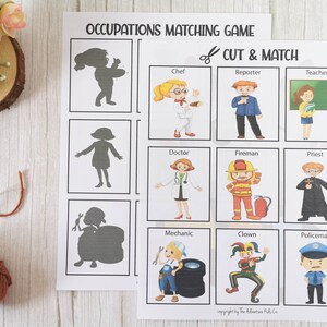 Preschool Career Matching Game Printable, Occupation Learning Printable ...