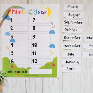 Months of the Year Printables Worksheet, Kids Calendar, Learning Months ...