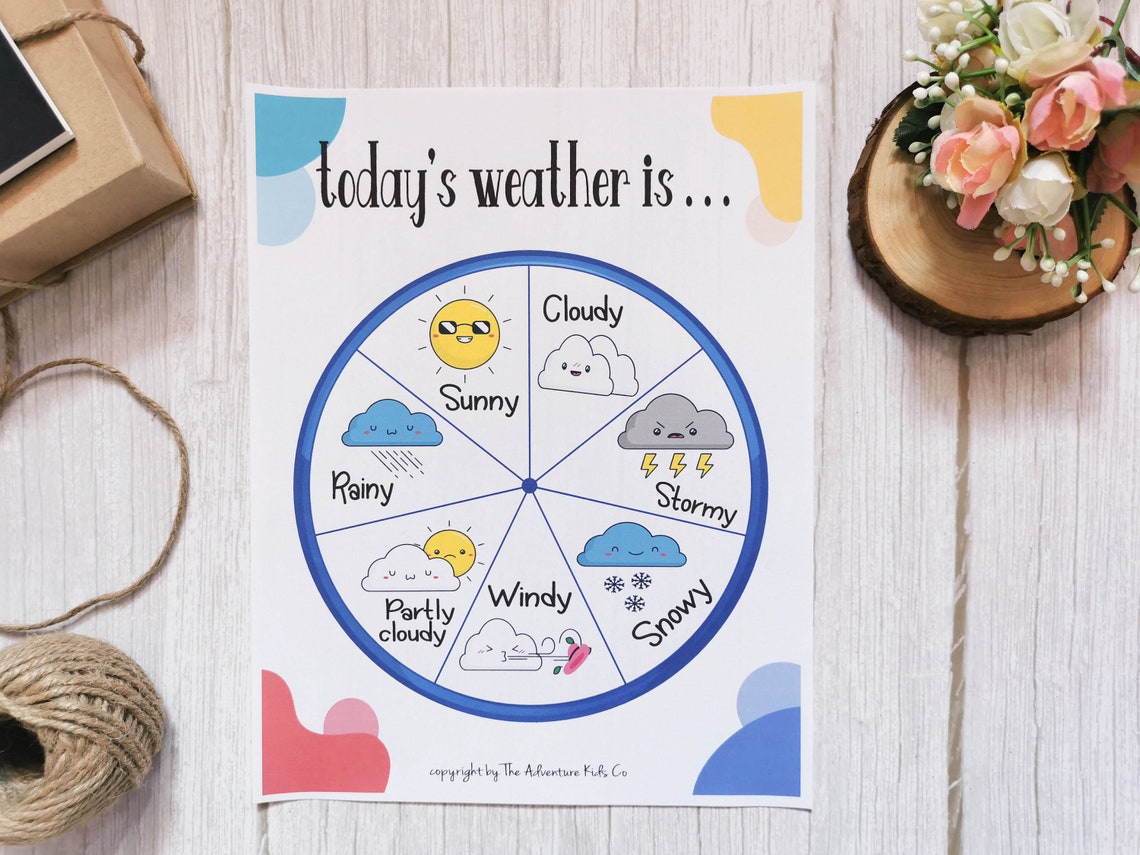Weather Wheel Printable, Weather Learning Printable, Preschool Weather ...