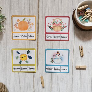 Four Seasons Learning Clip Cards, Seasons Printable, Spring Summer Fall ...