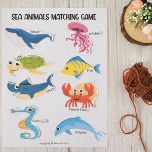 Preschool Sea Animals Matching Game Printable, Ocean Animals Learning ...