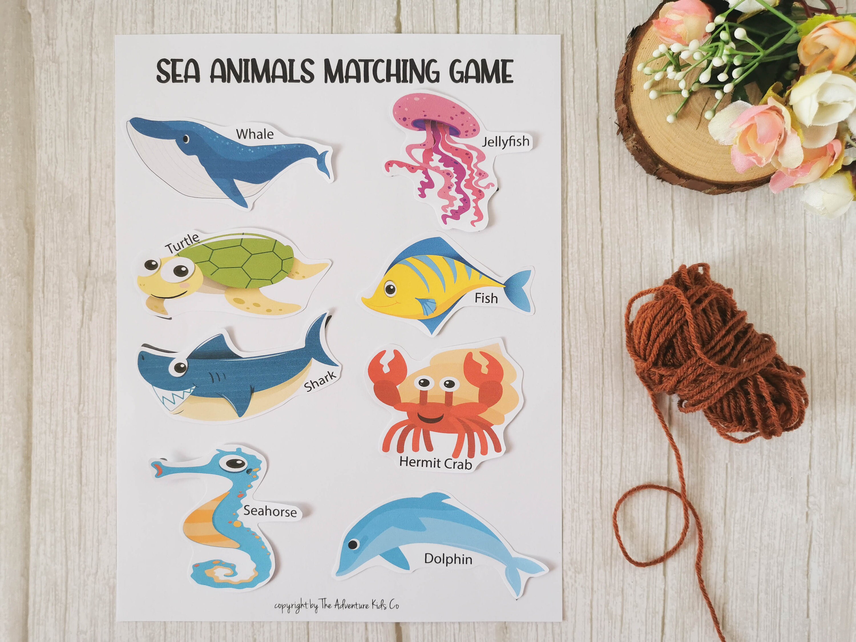 Preschool Sea Animals Matching Game Printable, Ocean Animals Learning ...