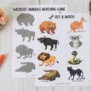 Preschool Wild Animals Matching Game Printable, Wild Animals Learning ...