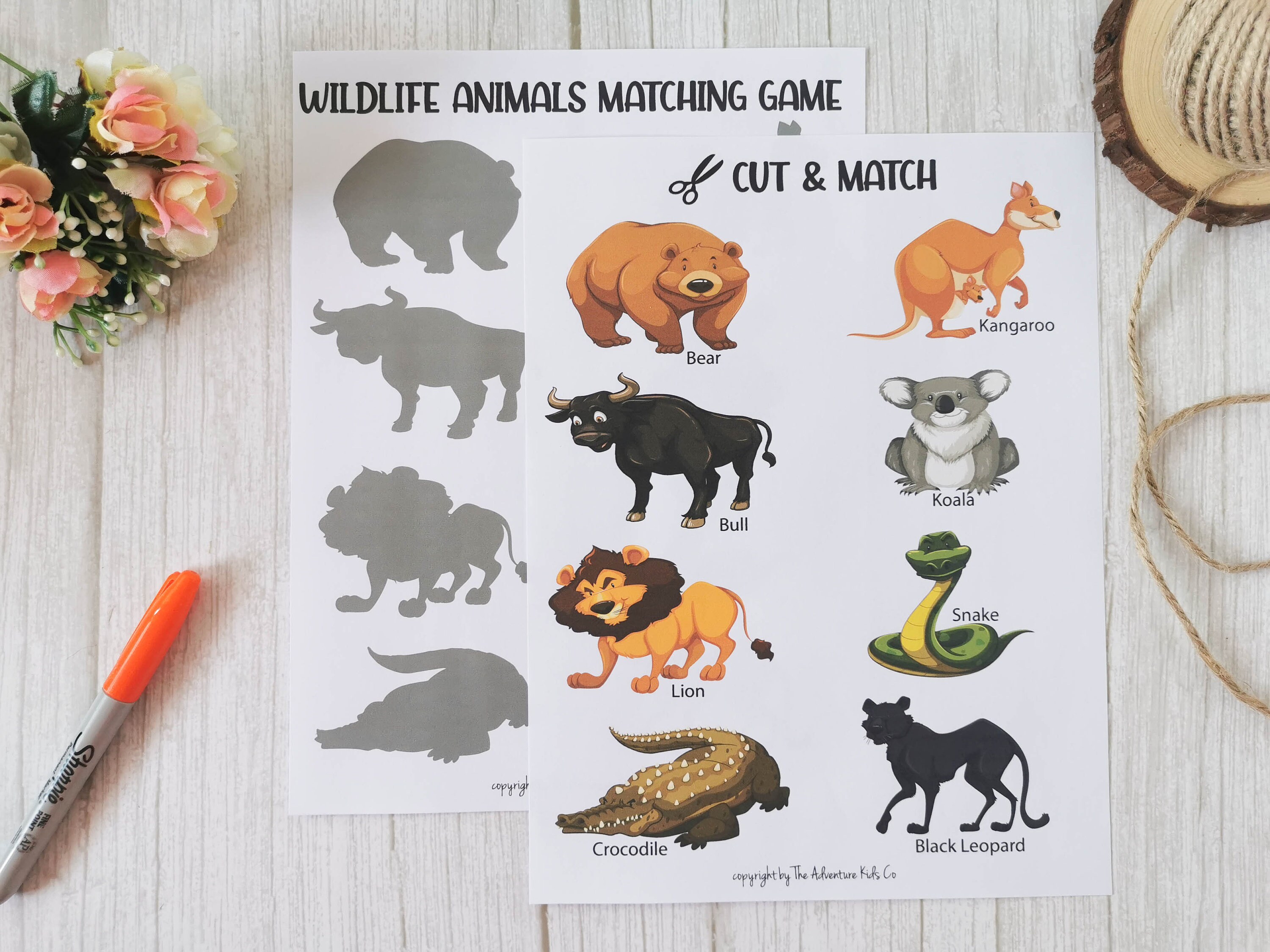 Preschool Wild Animals Matching Game Printable, Wild Animals Learning ...