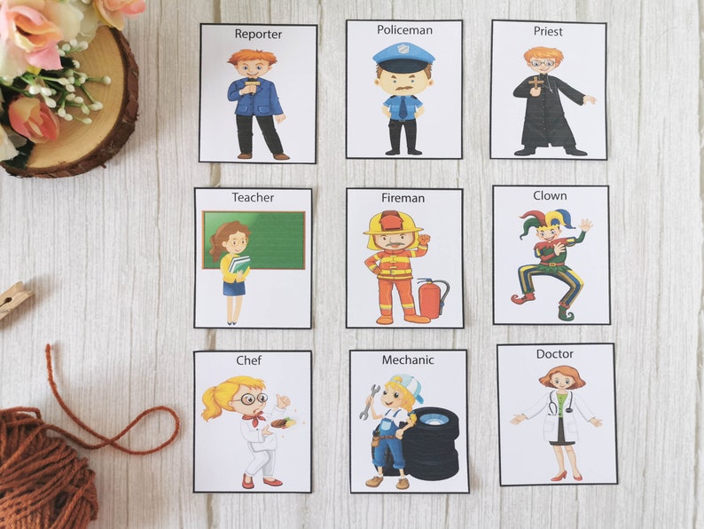 Preschool Career Matching Game Printable, Occupation Learning Printable ...