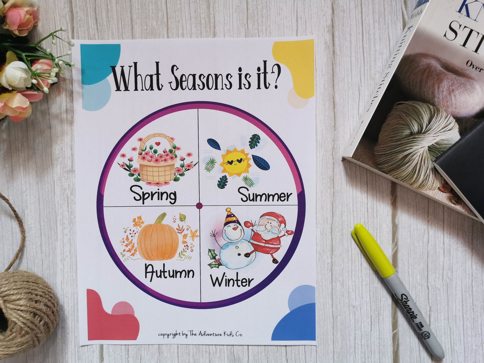 Preschool Season Wheel Printable, Season Learning Wheel, Season Spinner ...