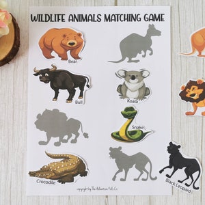 Preschool Wild Animals Matching Game Printable, Wild Animals Learning ...