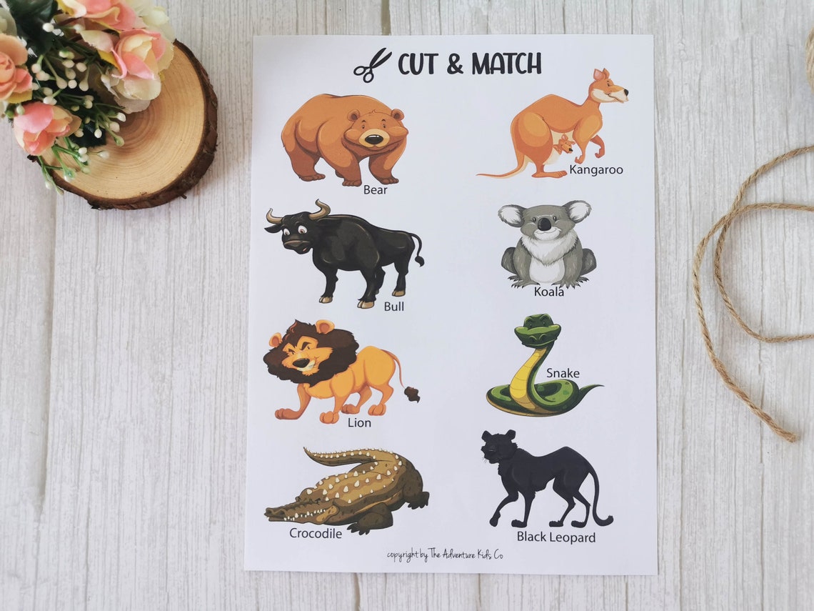 Preschool Wild Animals Matching Game Printable, Wild Animals Learning ...