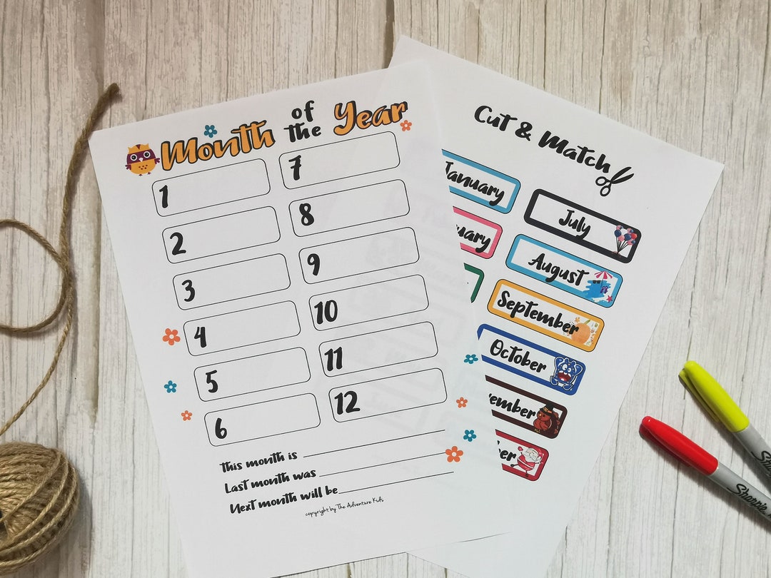 Preschool Month of the Year Printable, Preschool Calendar, Preschool ...