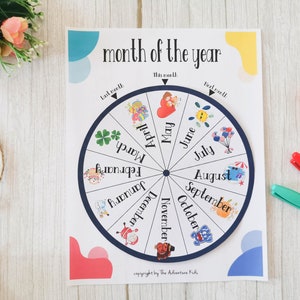 Preschool Months of the Year Printable Wheel, Preschool Calendar, Kids ...