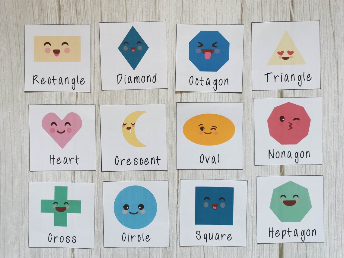 Preschool Shapes Printable Flash Cards, Kids Flash Cards, Shapes ...