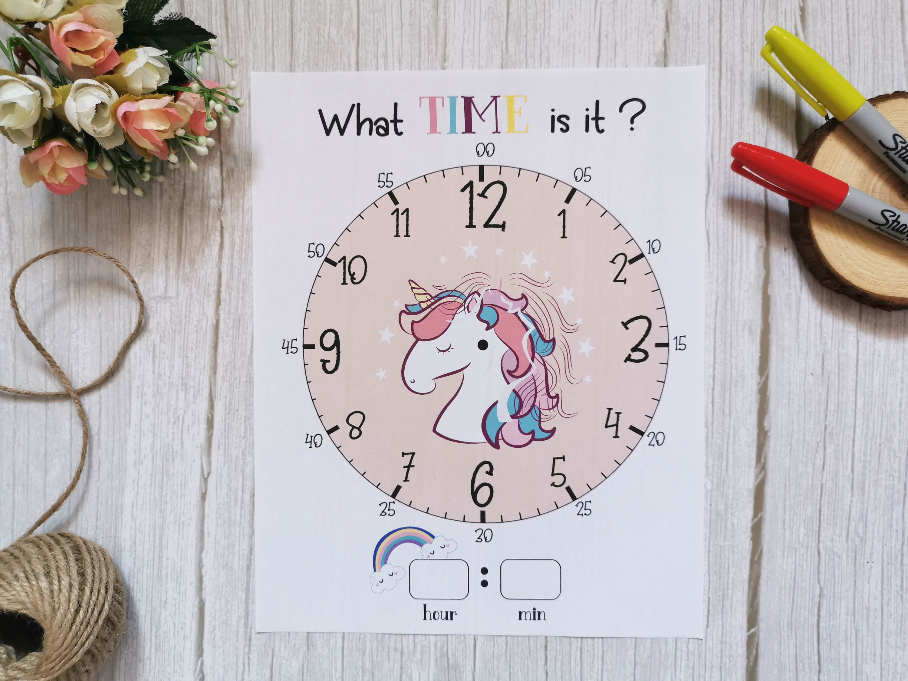 Printable Clock for Preschool, Telling the Time, Clock Learning ...